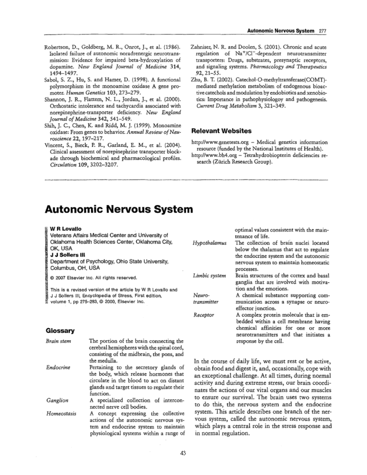 ANS 101: Comprehensive Review of the Autonomic Nervous System - Studocu