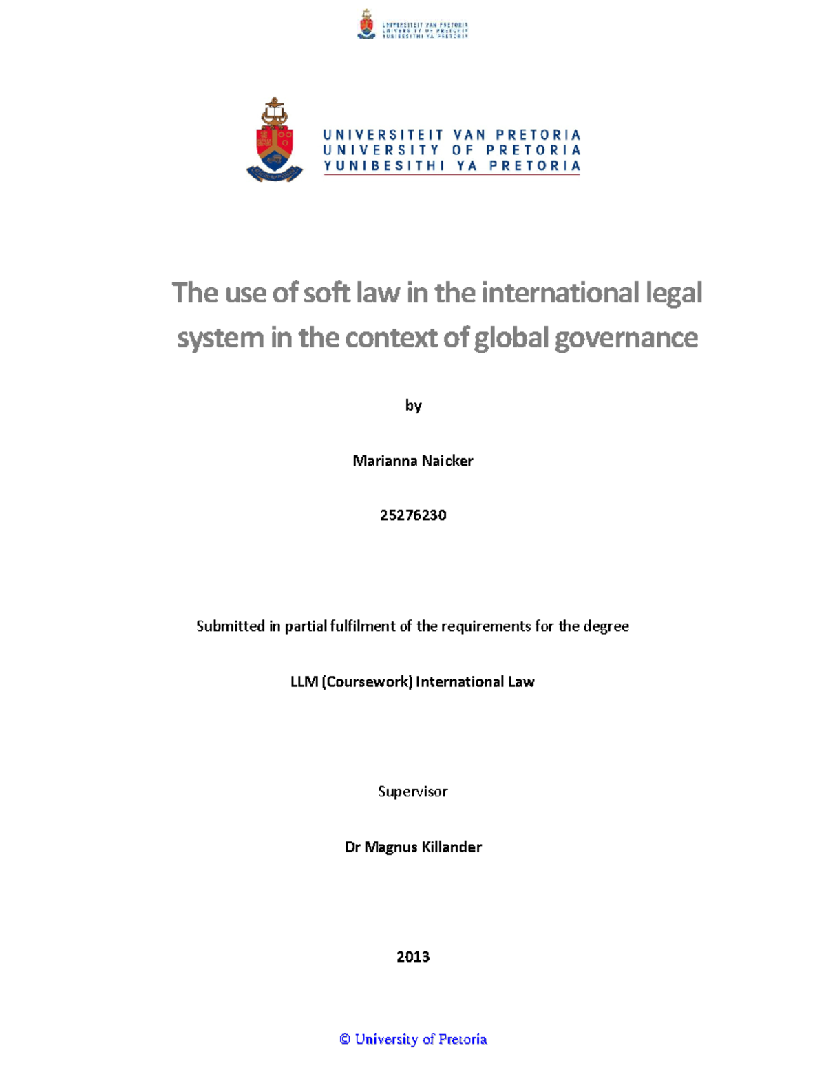 Soft Law in the International Legal System: An LLM (Coursework) Study ...