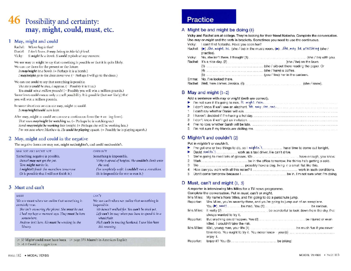 Unit 5 Grammar: Must, Have to, Can, Will, Might - Practice Exercises ...