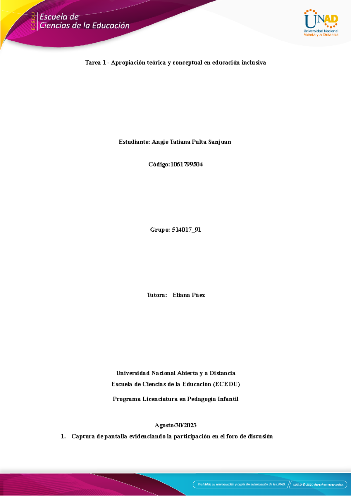 Tarea 1: Mapa Mental sobre Educación Inclusiva - Grupo 514017 - Studocu