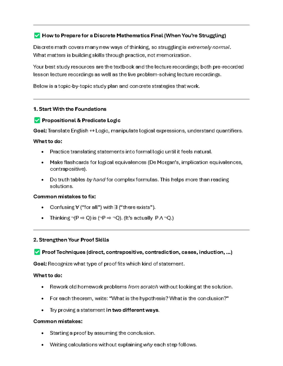 Discrete Mathematics Final Exam Prep: Strategies for Success - Studocu