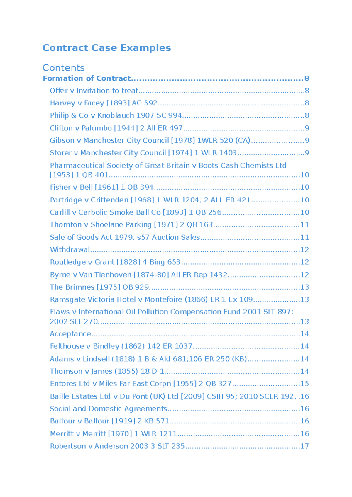 Contract Law Cases: Key Examples and Principles - Studocu