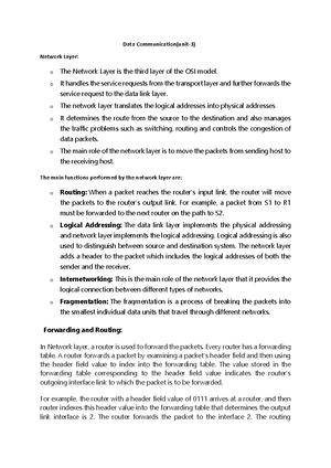 Data Communication Unit 3 - right The Network Injer Introduction, and ...