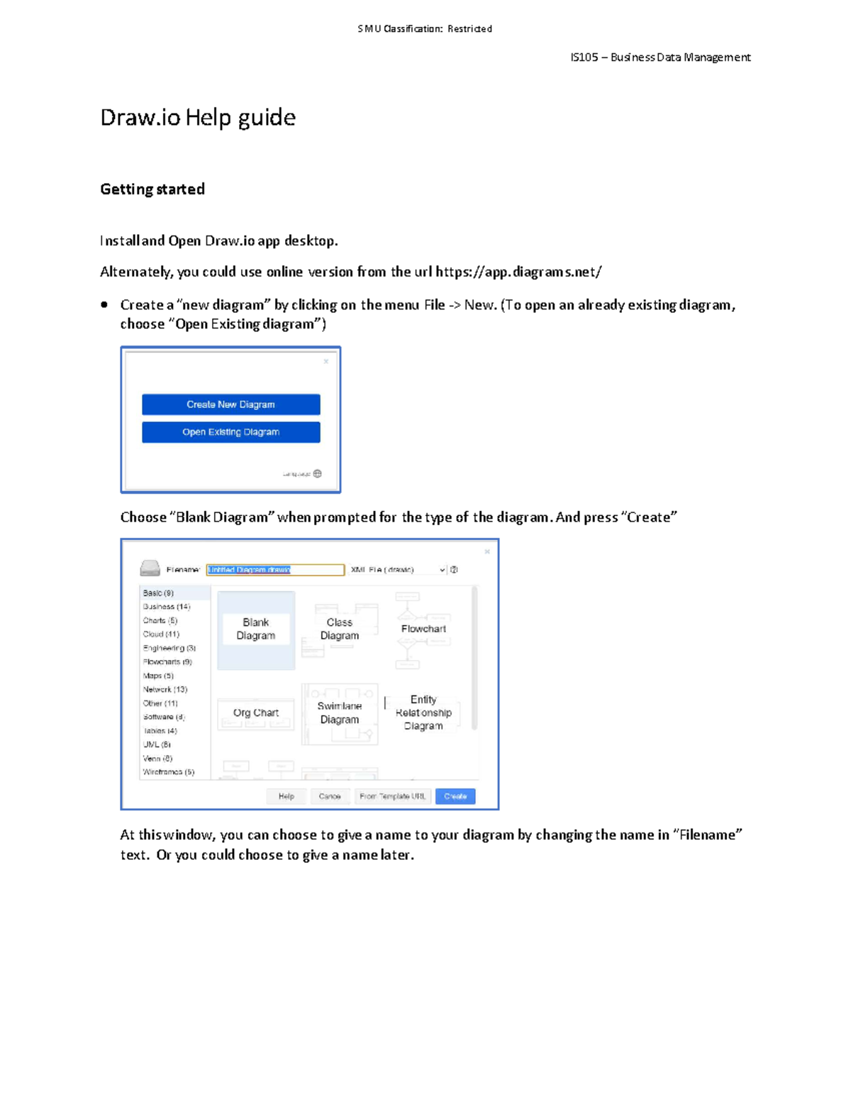 IS105 Business Data Management: Draw.io Guide for Beginners - Studocu