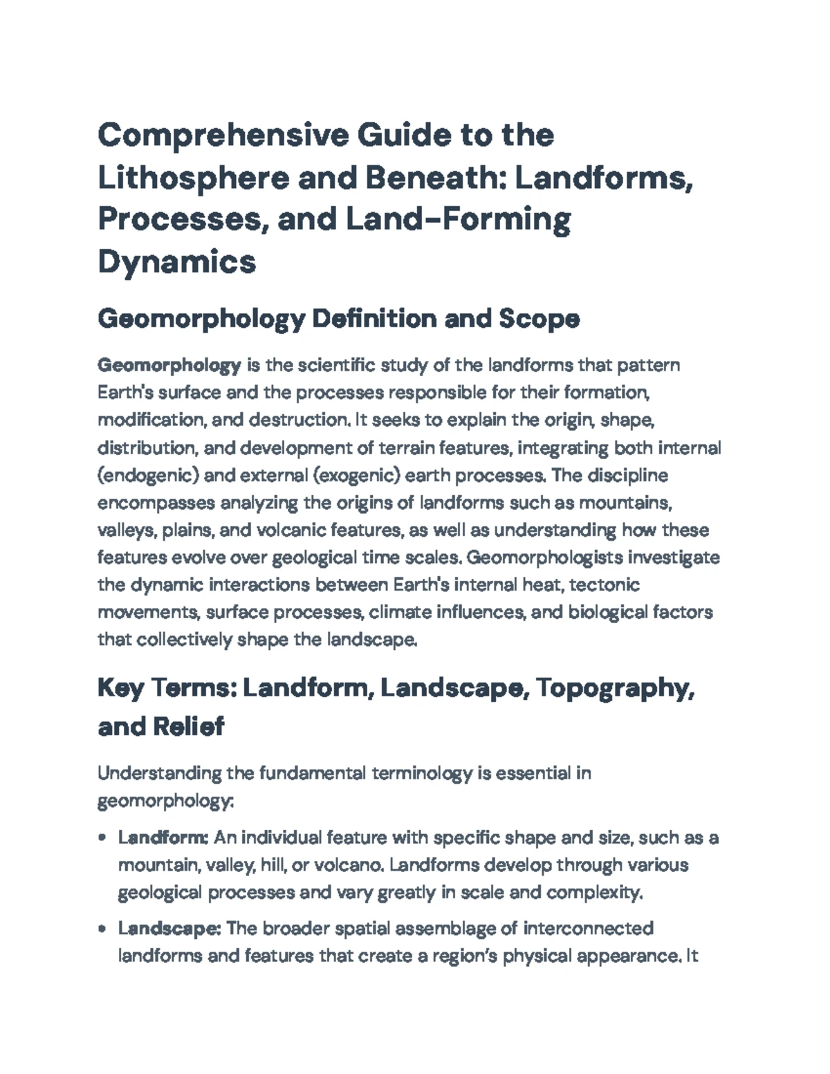 Comprehensive Guide to Geomorphology: Landforms & Processes - Studocu
