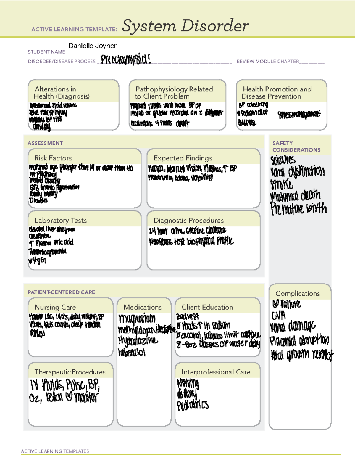 Preeclampsia with Severe Features: Active Learning Template Overview ...