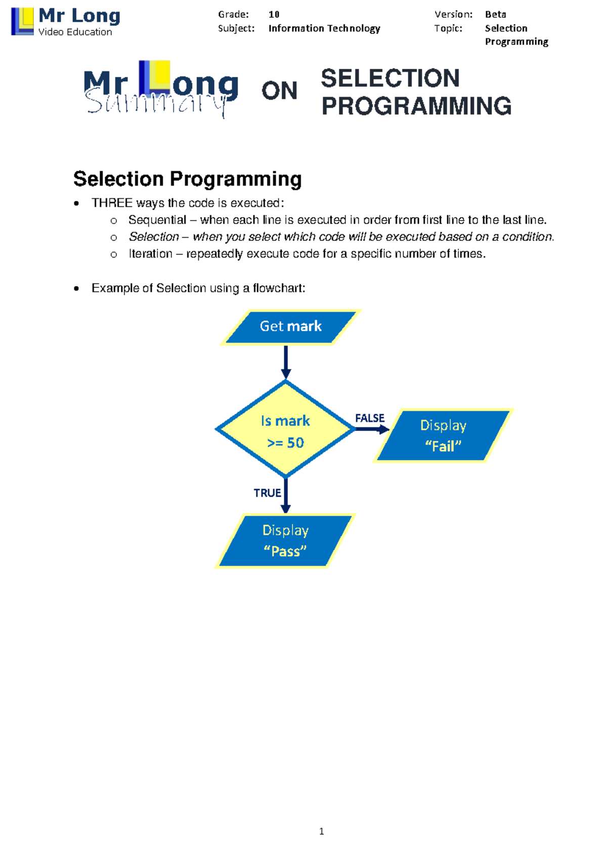 10 IT Selection Programming: Understanding IF, AND, OR, NOT Statements ...