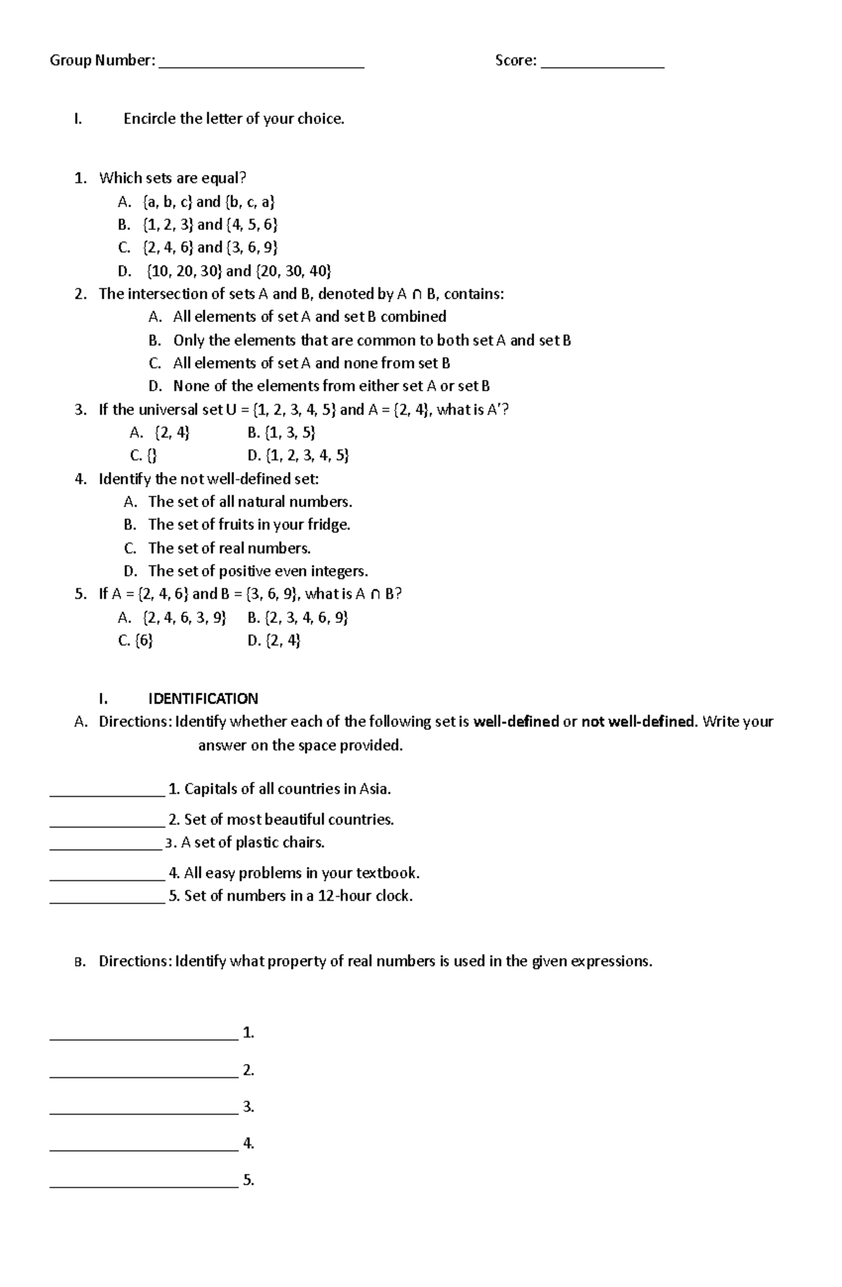 Grade 7 Moving quiz - Group Number: _________________________ Score ...