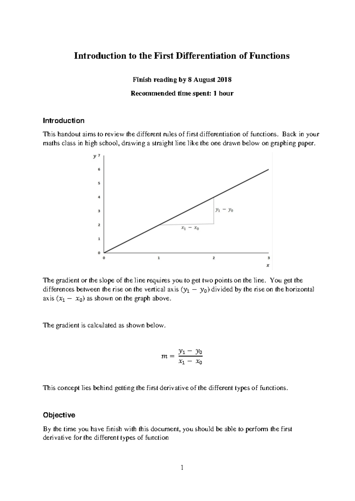 Title: Fundamental Concepts of First Differentiation in Functions - Studocu