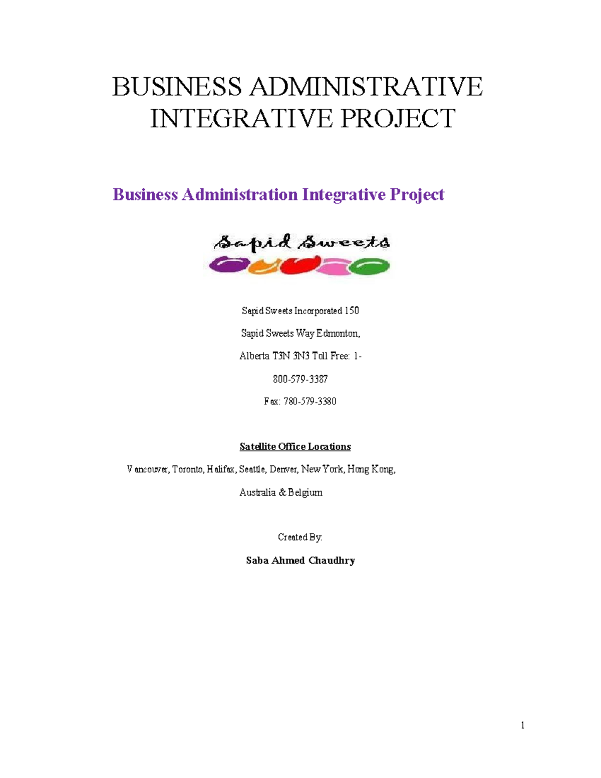BUS 4500 Final Project: Business Administration Integrative Plan - Studocu
