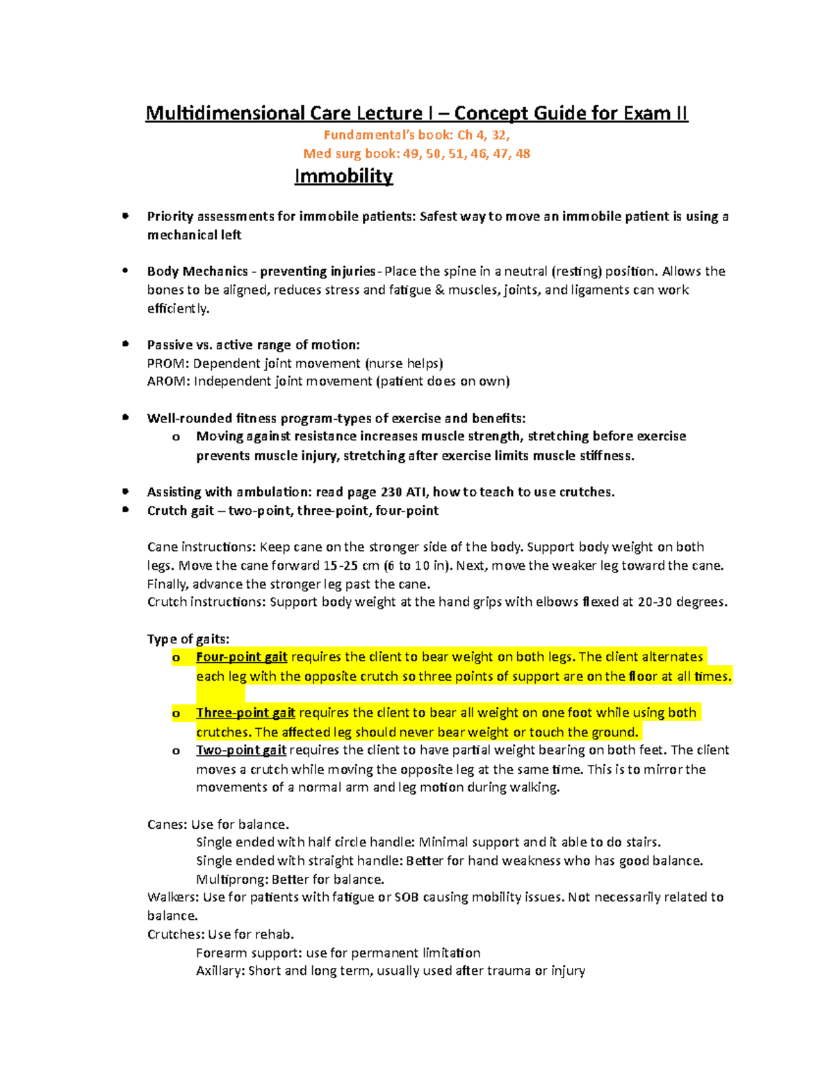 MDC1 EXAM 2 Review copy - Multidimensional Care Lecture I – Concept ...