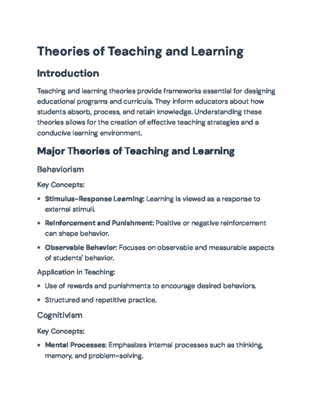 Teaching and Learning Theories: An Overview for Educators - Theories of ...