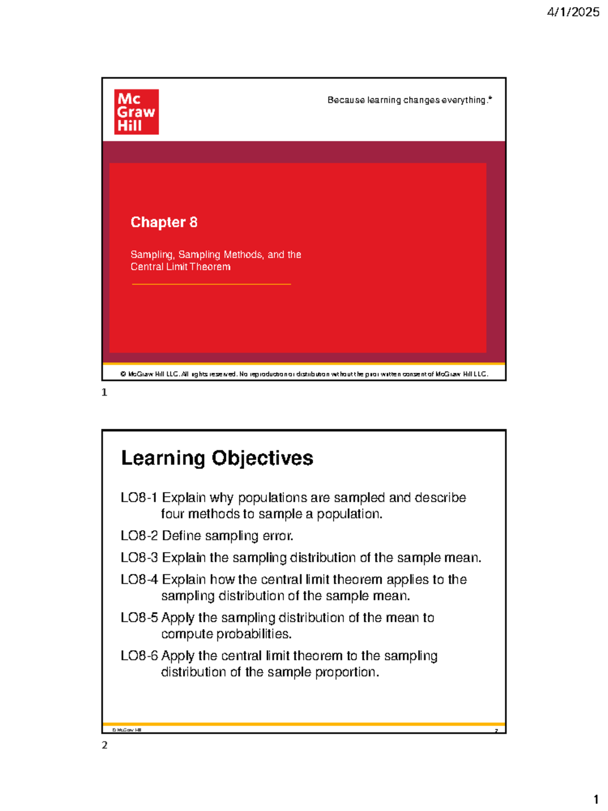Chapter 8: Sampling Methods and the Central Limit Theorem in Statistics ...