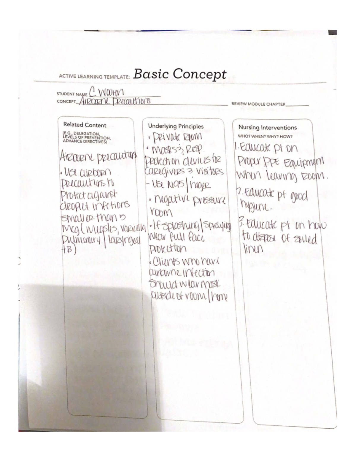 ACTIVE LEARNING TEMPLATE: Infection Control Concepts ATI FUNDAMENTALS ...