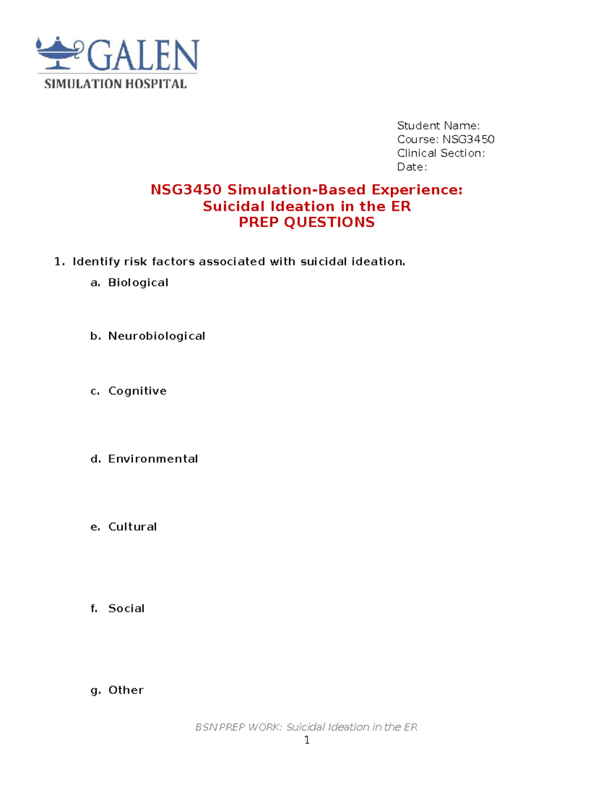 NSG3450 Prep Work: Sim Lab Questions on Suicidal Ideation - Studocu