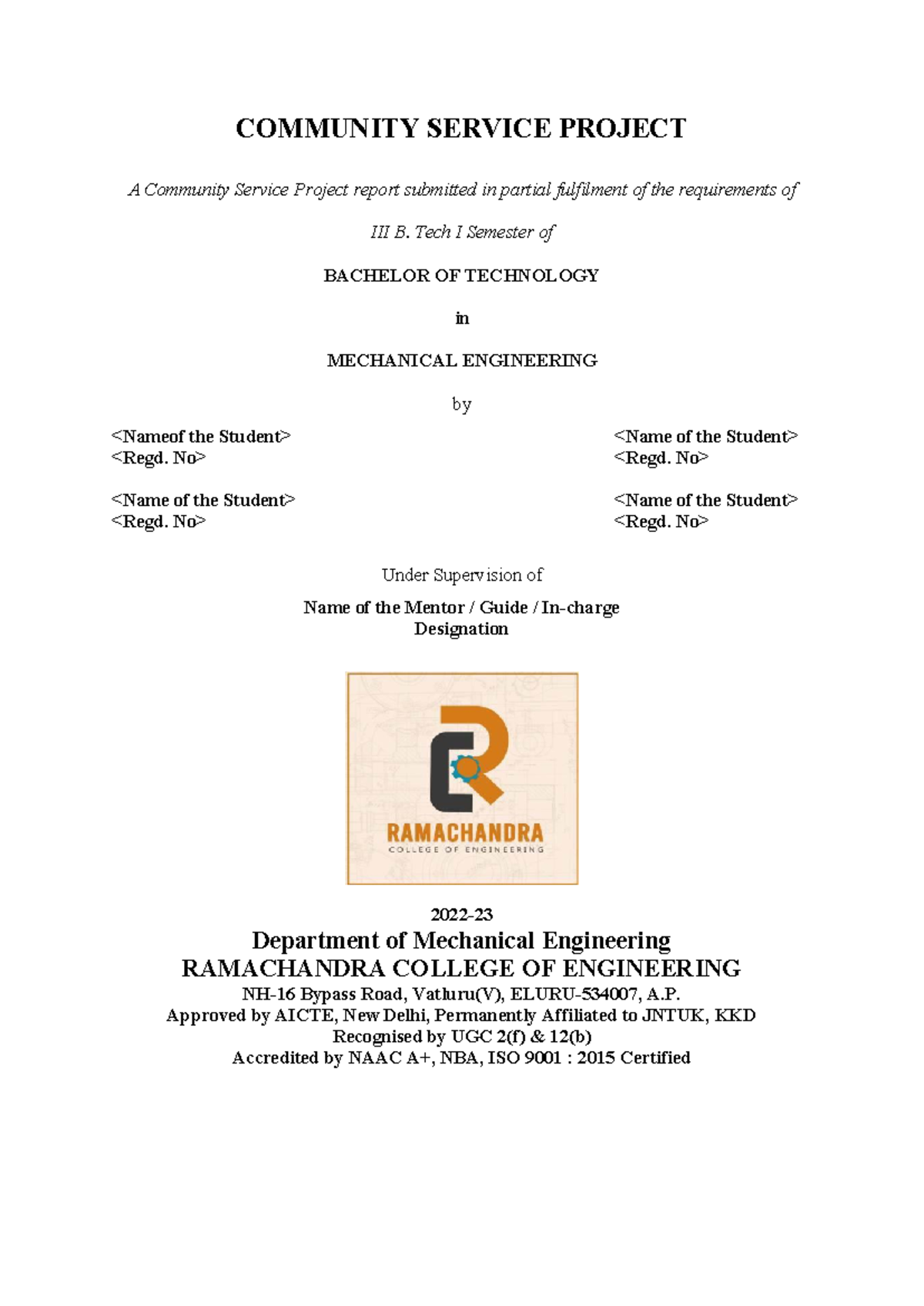 CSP Report: Community Service Project on Soil Conservation and ...