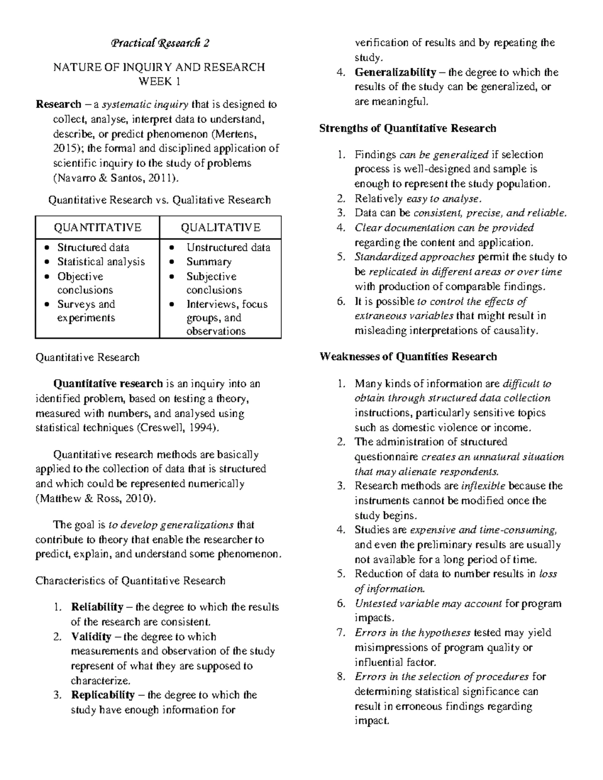 Practical Research 2 Reviewer - Practical research 2 1 st quarter a ...