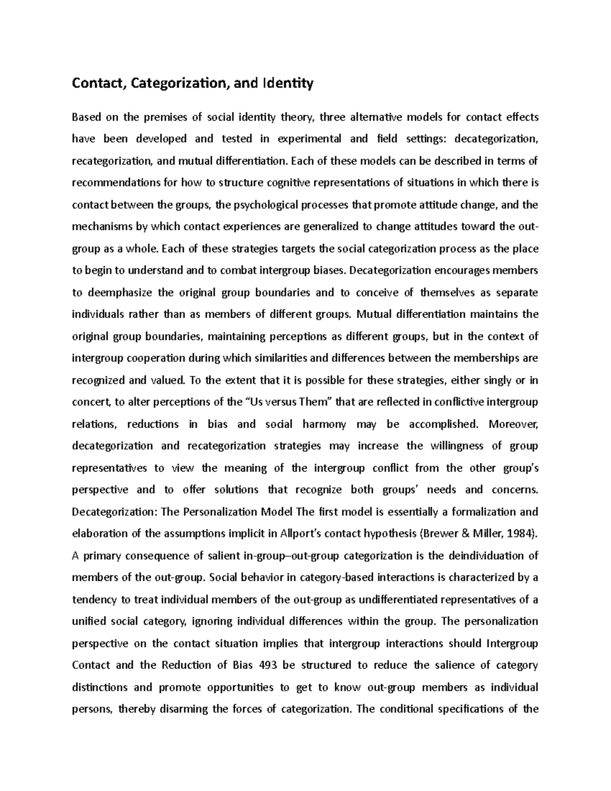 Contact, Categorization, and Identity - Each of these models can be ...