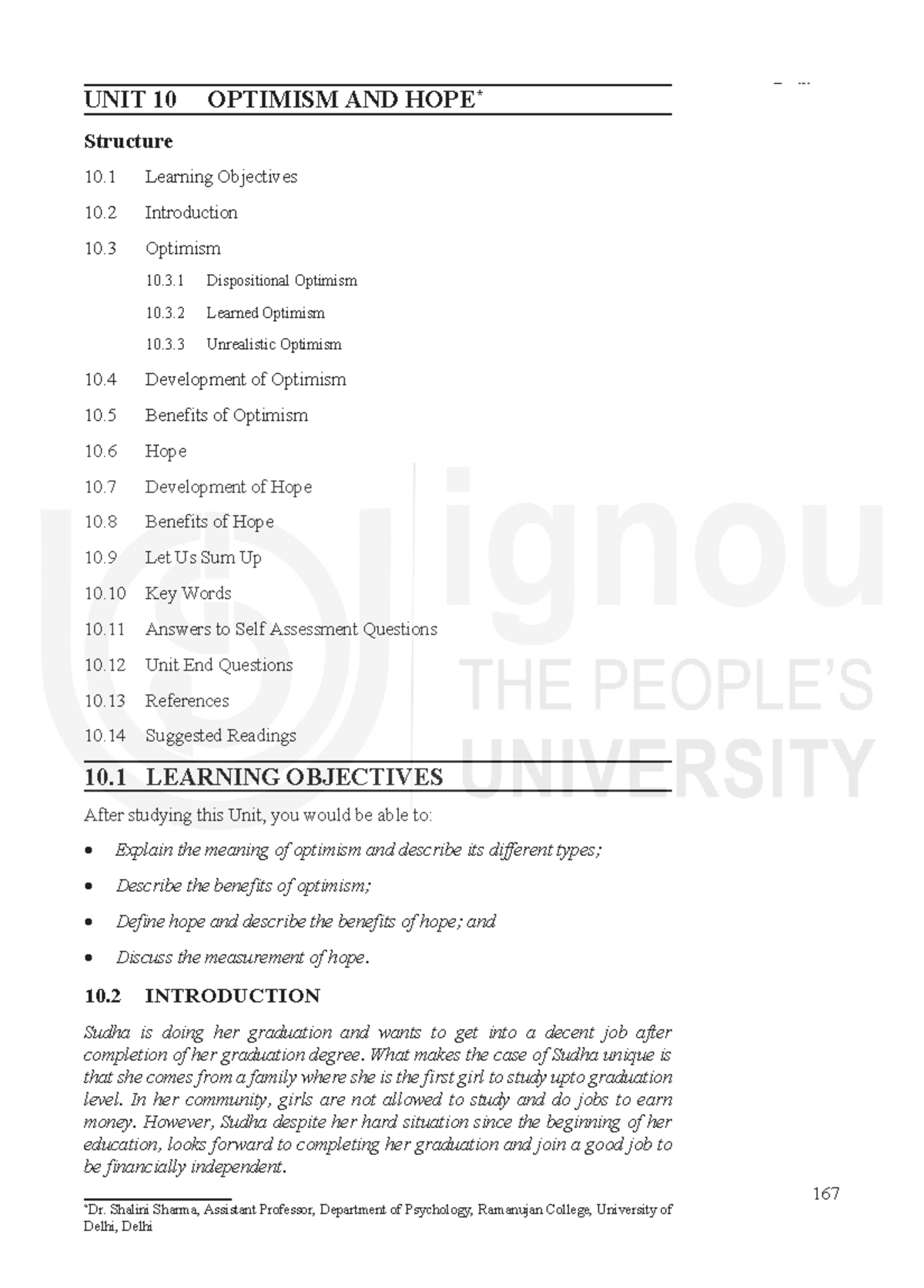 Unit 10: Optimism and Resilience - Key Concepts and Benefits - Studocu
