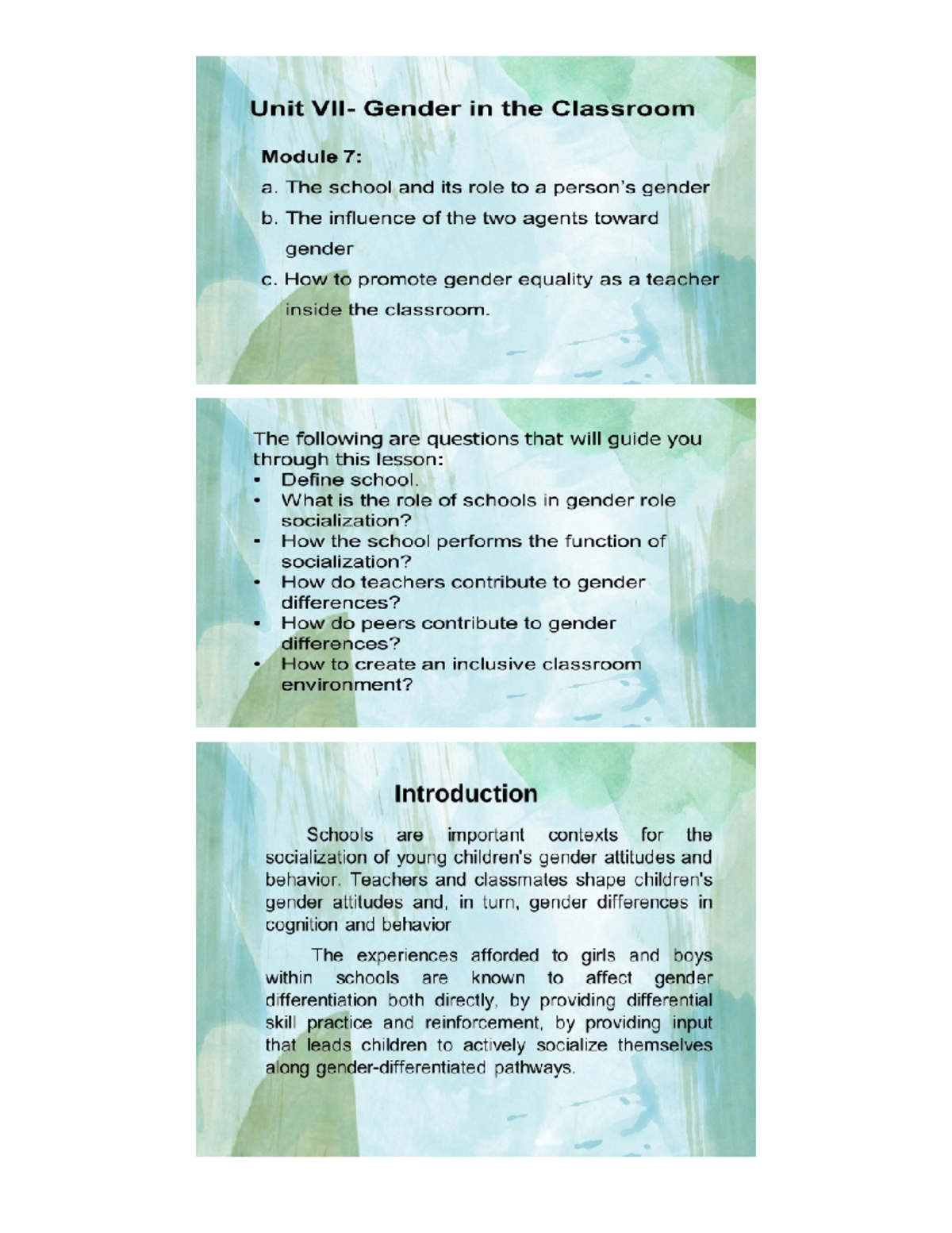 Module 7: Gender in the Classroom - Promoting Equality and Inclusivity ...