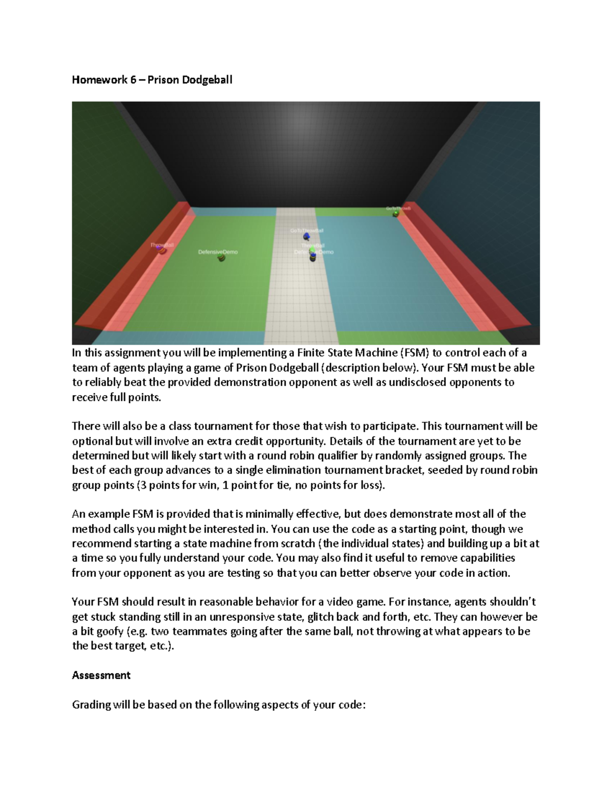Homework 6 - FSM Implementation for Prison Dodgeball Game - Studocu