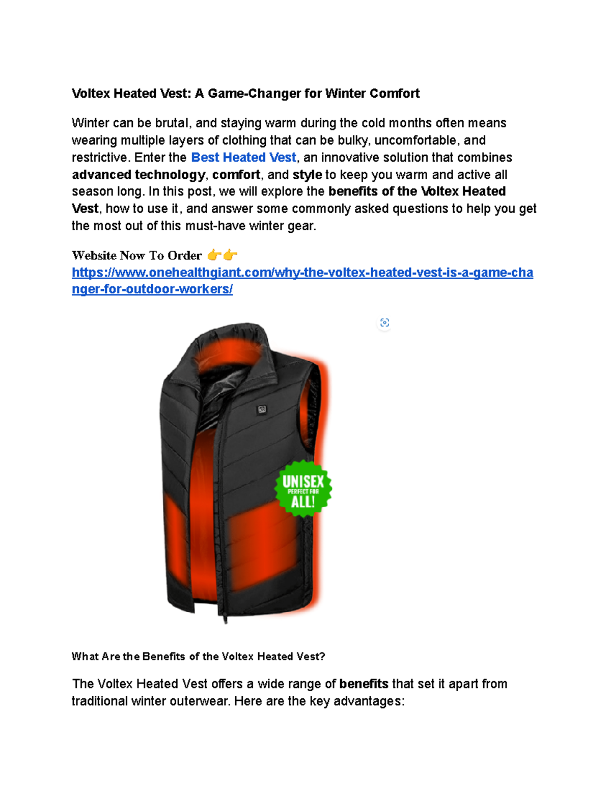 Voltex Heated Vest - Enter the Best Heated Vest, an innovative solution ...
