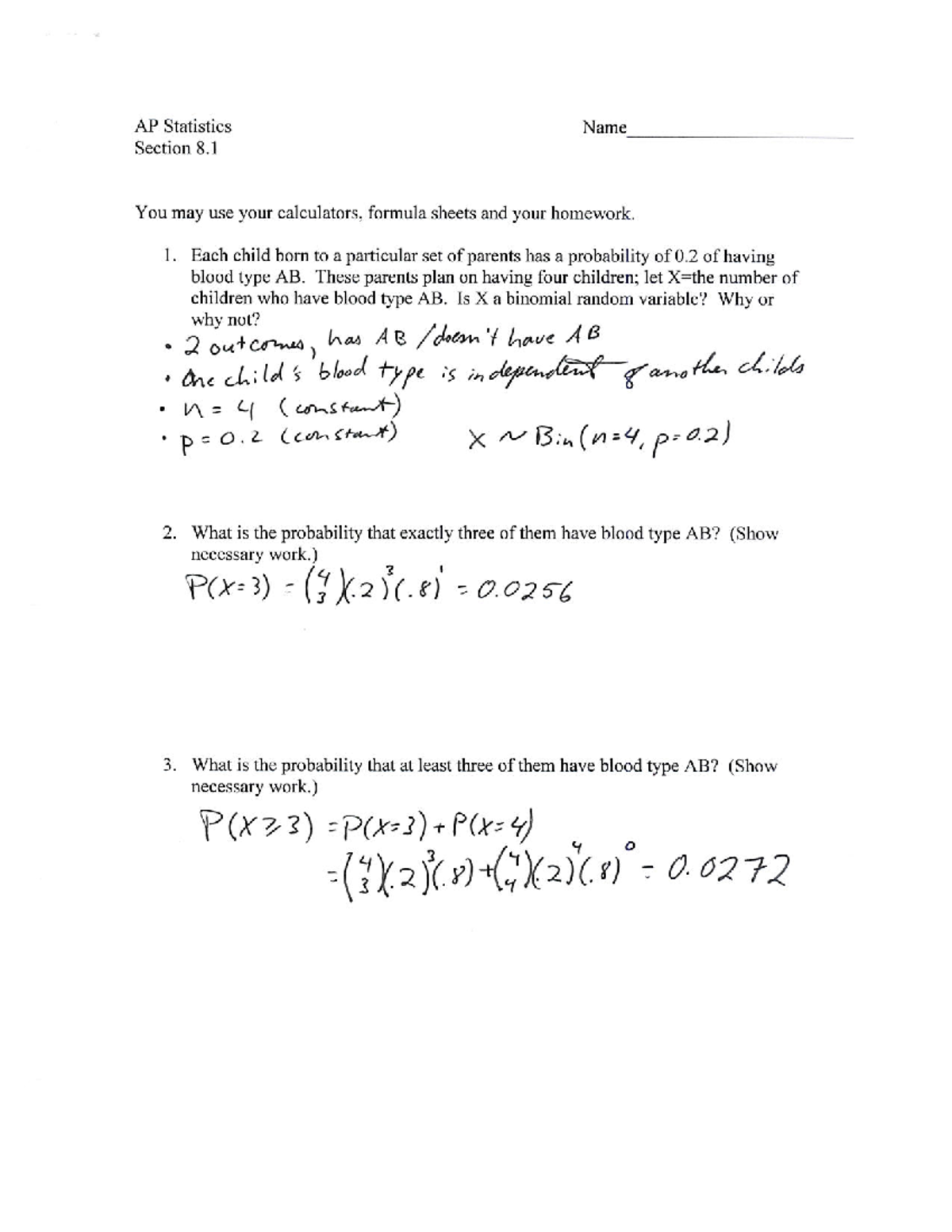 AP Statistics Unit 6.3: Day 4 Probability Notes and Solutions - Studocu
