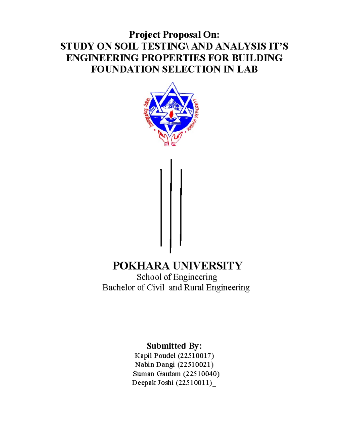 Proposal on Soil Testing and Analysis for Foundation Selection (CE 225 ...