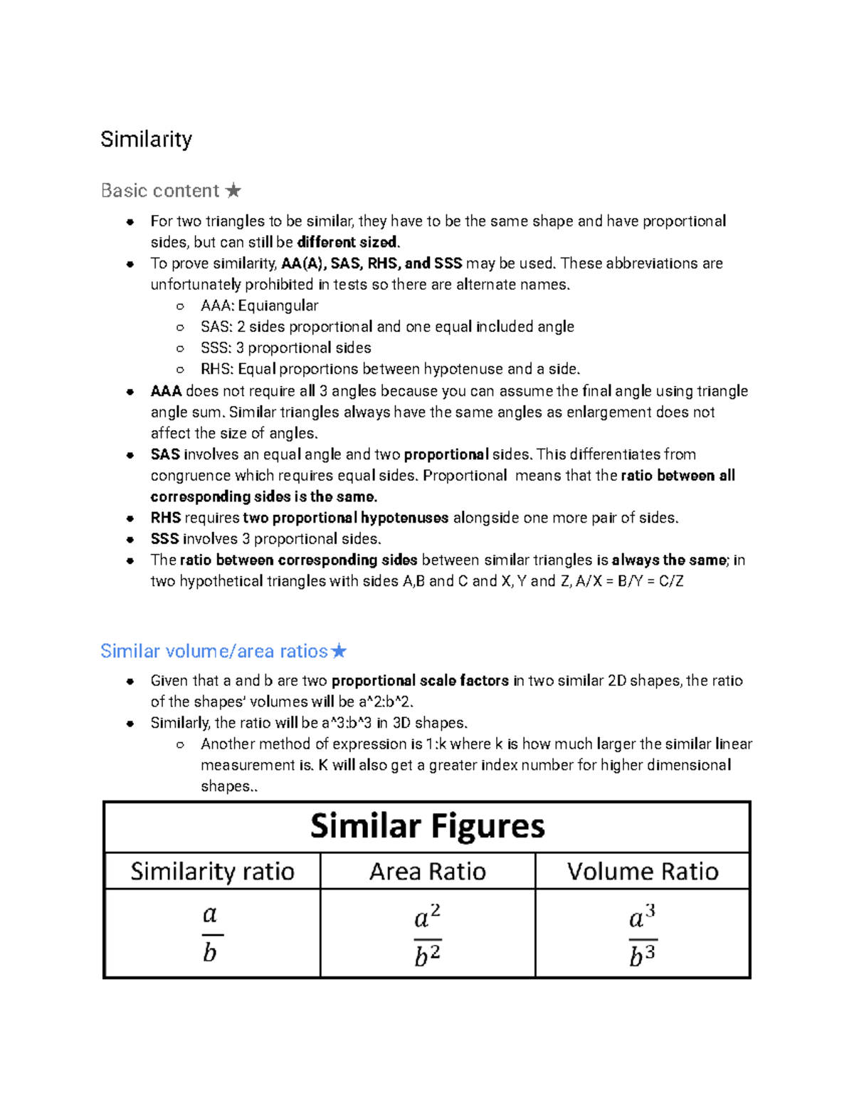 Year 10 AT3 Maths Notes: Similarity, Geometry, and Logarithms - Studocu