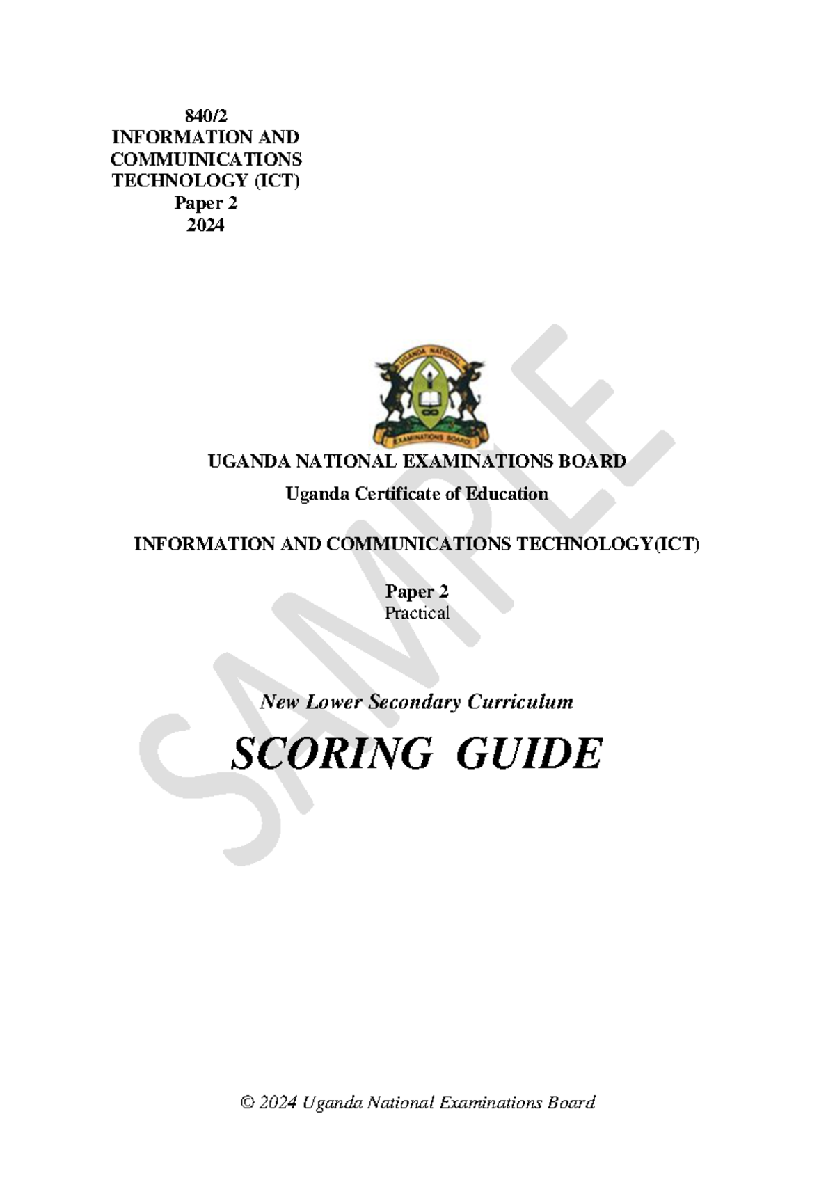 840 2 NLSC Practical ICT Scoring Guide for 2024 Exam - Studocu