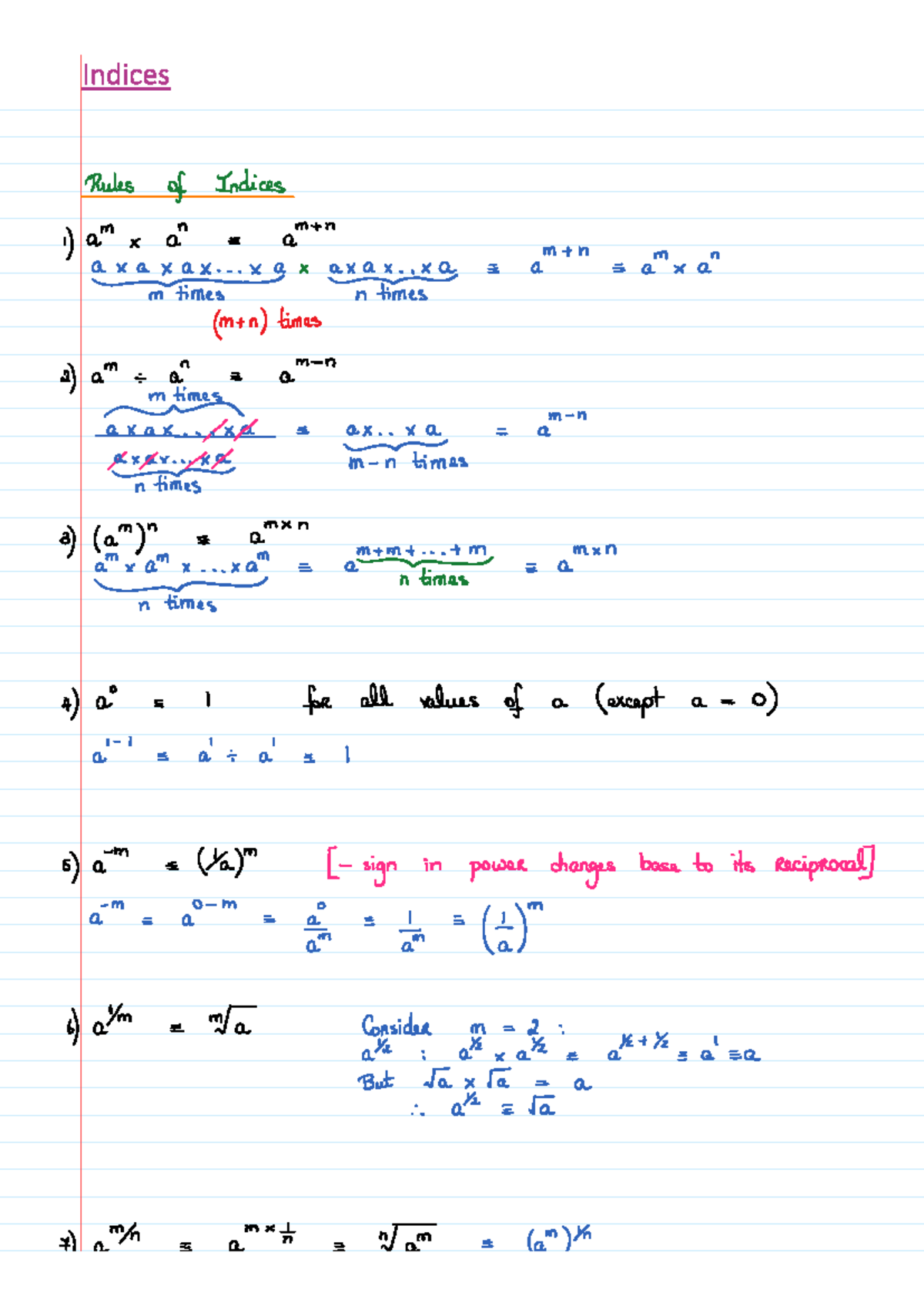 Indices (Full) - MATH 101 Study Guide - Studocu