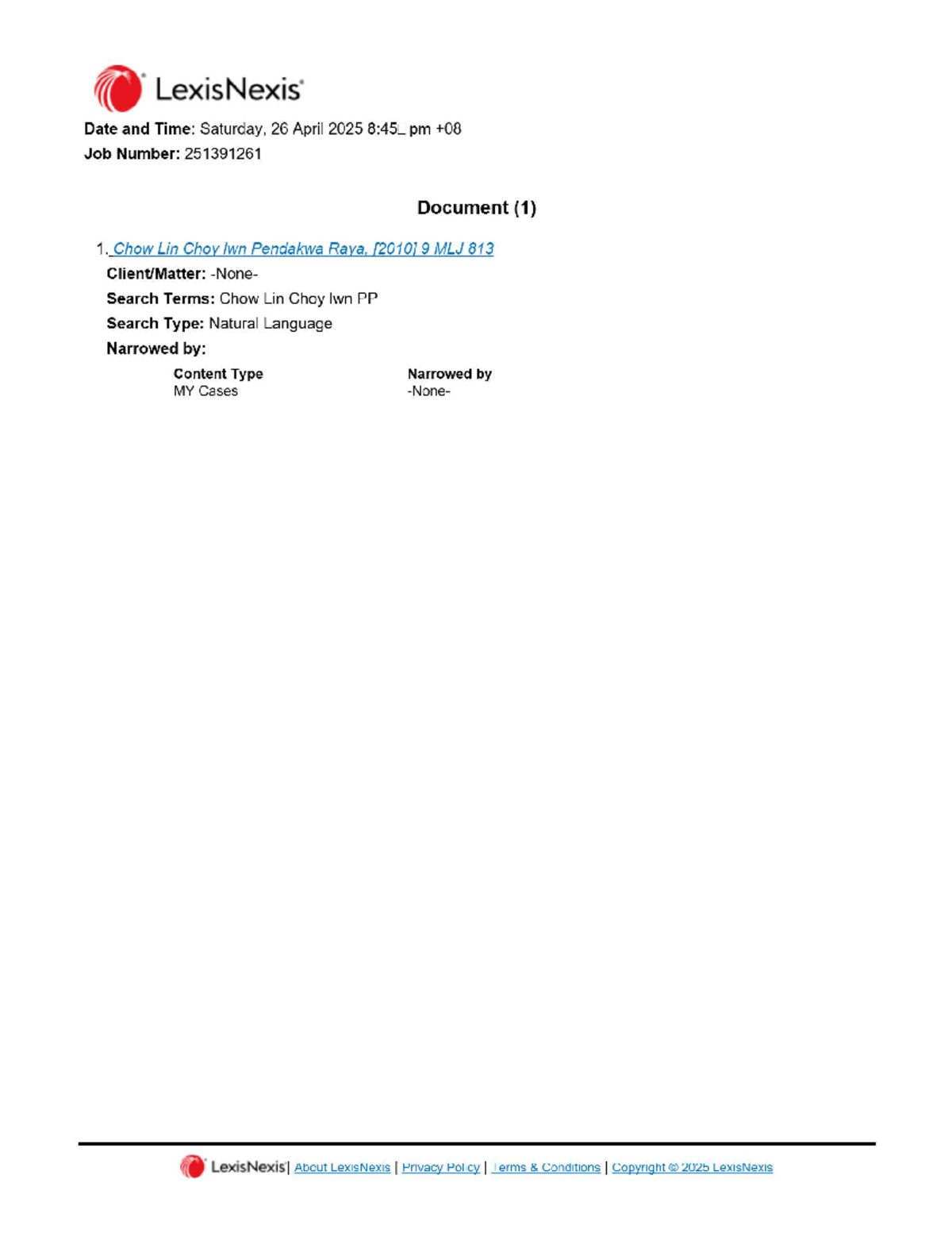 Chow Lin Choy lwn PP - help for law students - LexisNexis Date and Time ...