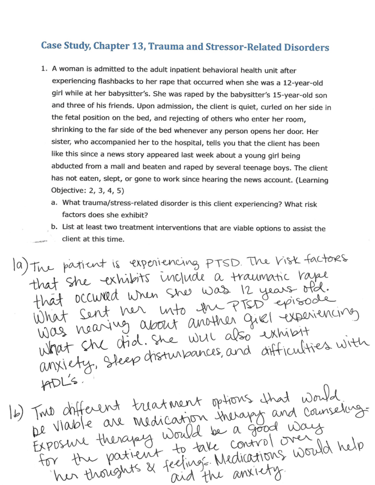 Mental Health Case Study Chapter 13 - Case Study, Chapter 13, Trauma ...