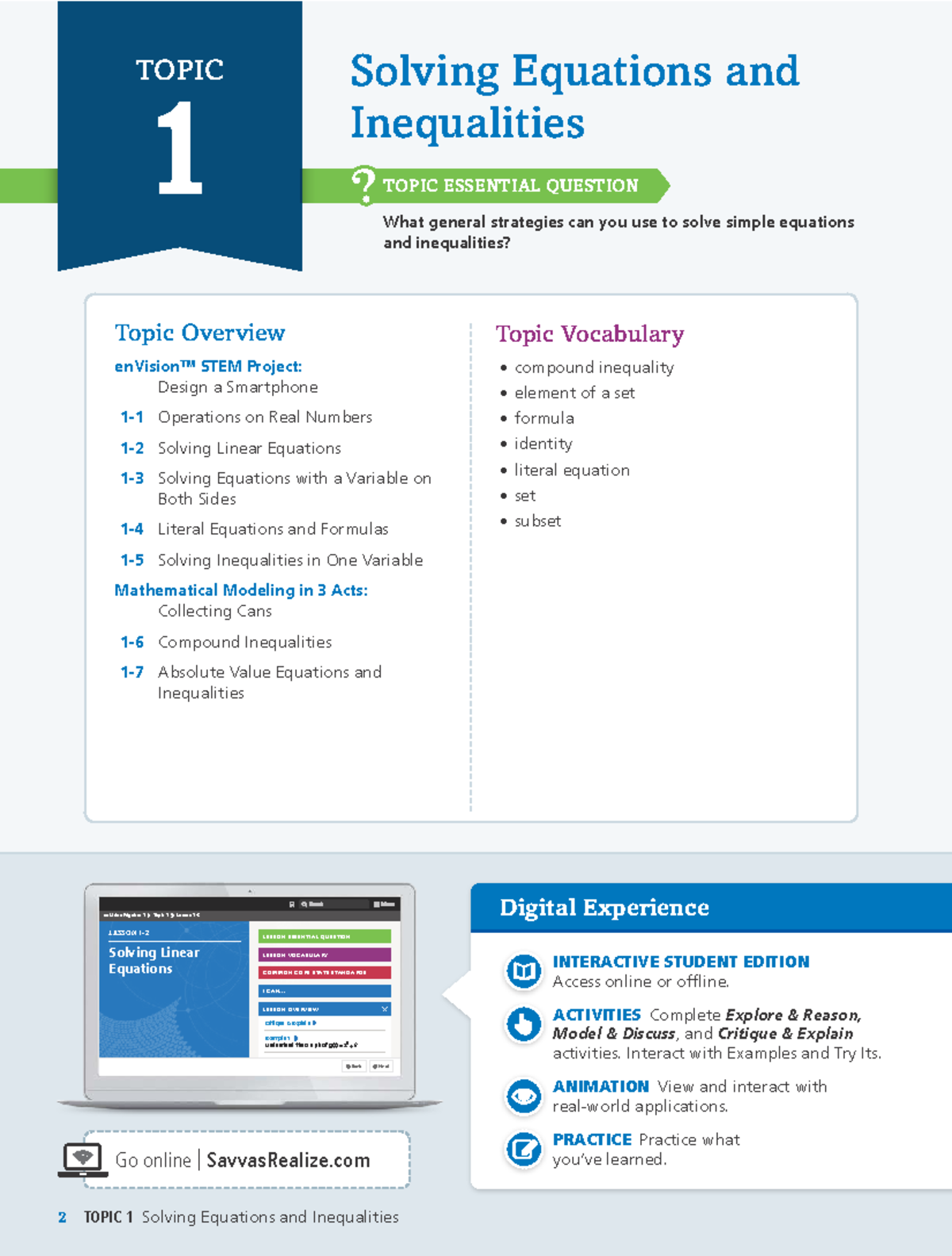 Lesson 1.5 - Solving Equations and Inequalities (Algebra 1) - Studocu