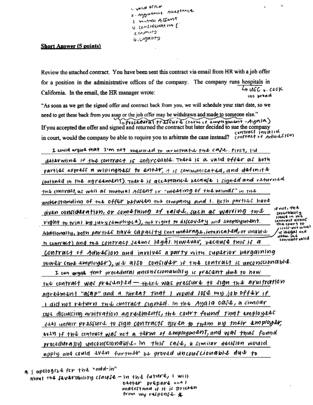 Contract Law Analysis: Arbitration and Unconscionability - Studocu