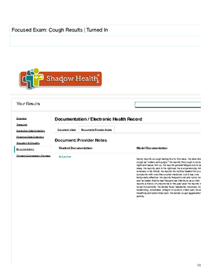 Shadow Health Focused-Chest Pain Brian Care Plan - Focused Exam: Chest ...