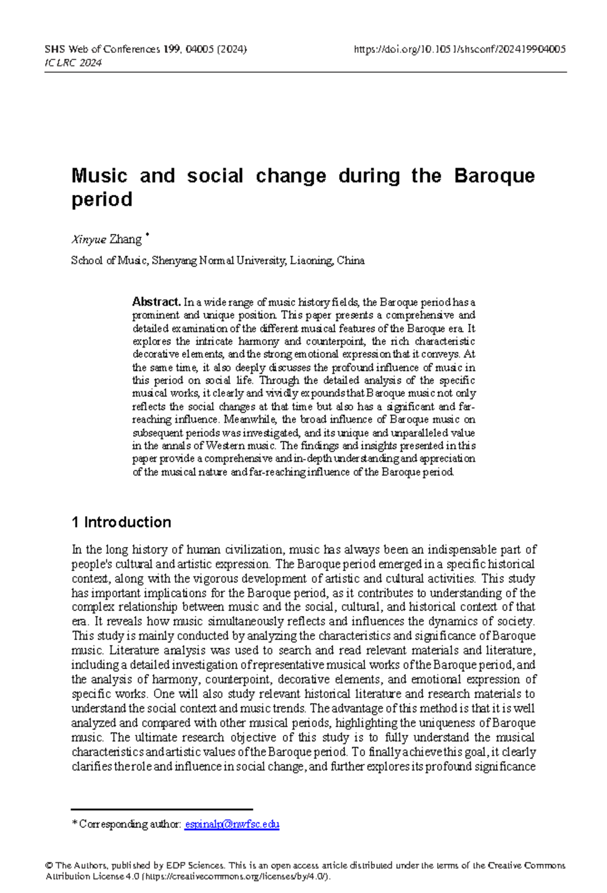 Baroque Music and Its Social Impact: A Comprehensive Analysis (ICLRC ...