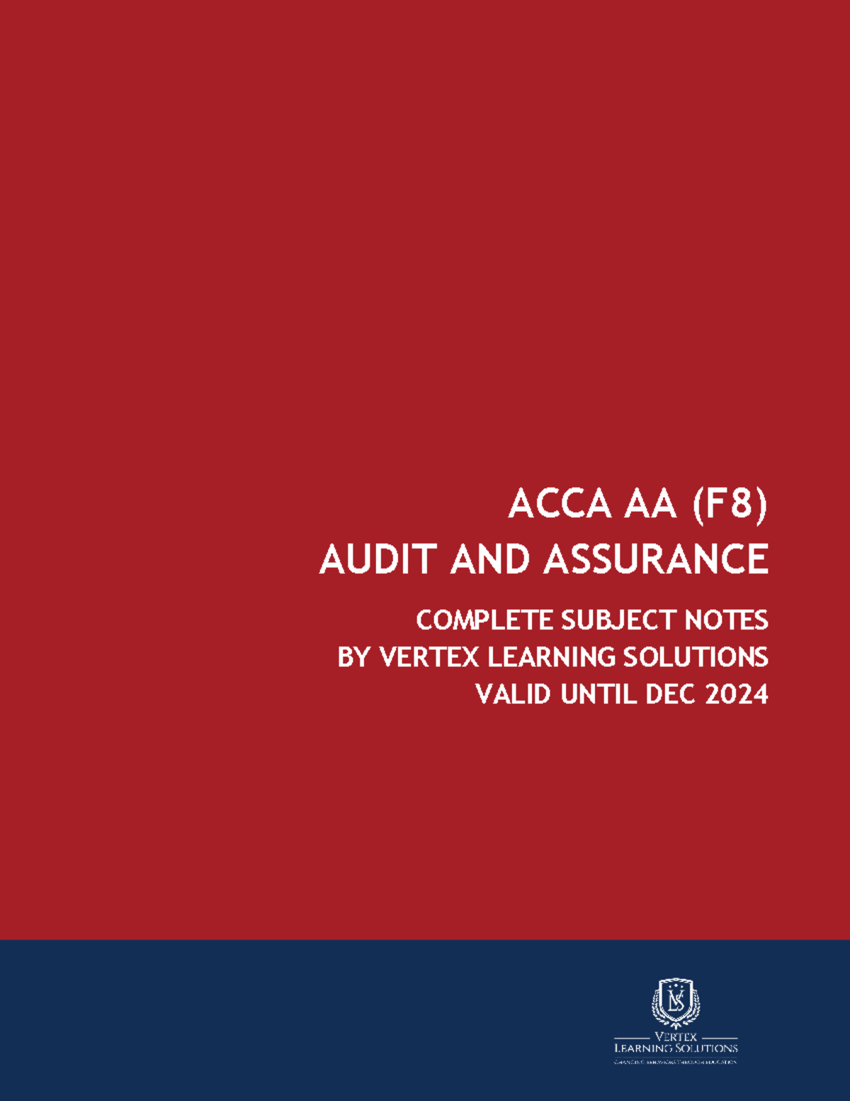 ACCA AA (F8) Audit & Assurance Comprehensive Study Notes - Studocu