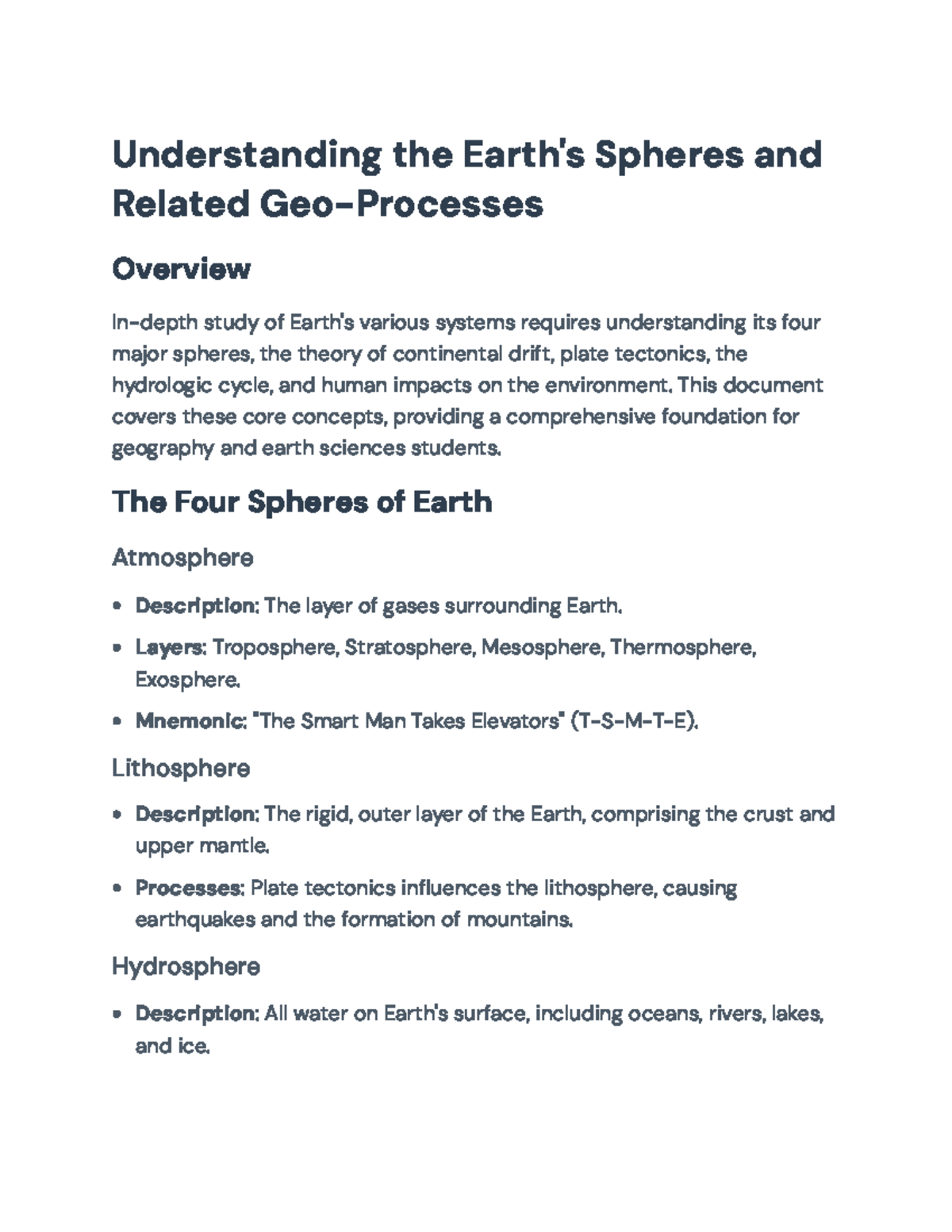 Understanding Earth's Spheres and Geo-Processes: Foundations for GEOG ...