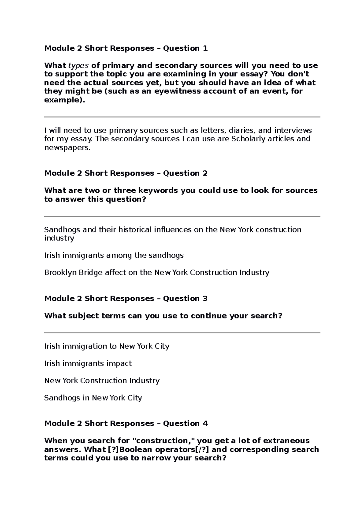 Mod 2-2 short - Module 2 Short Responses – Question 1 What types of ...