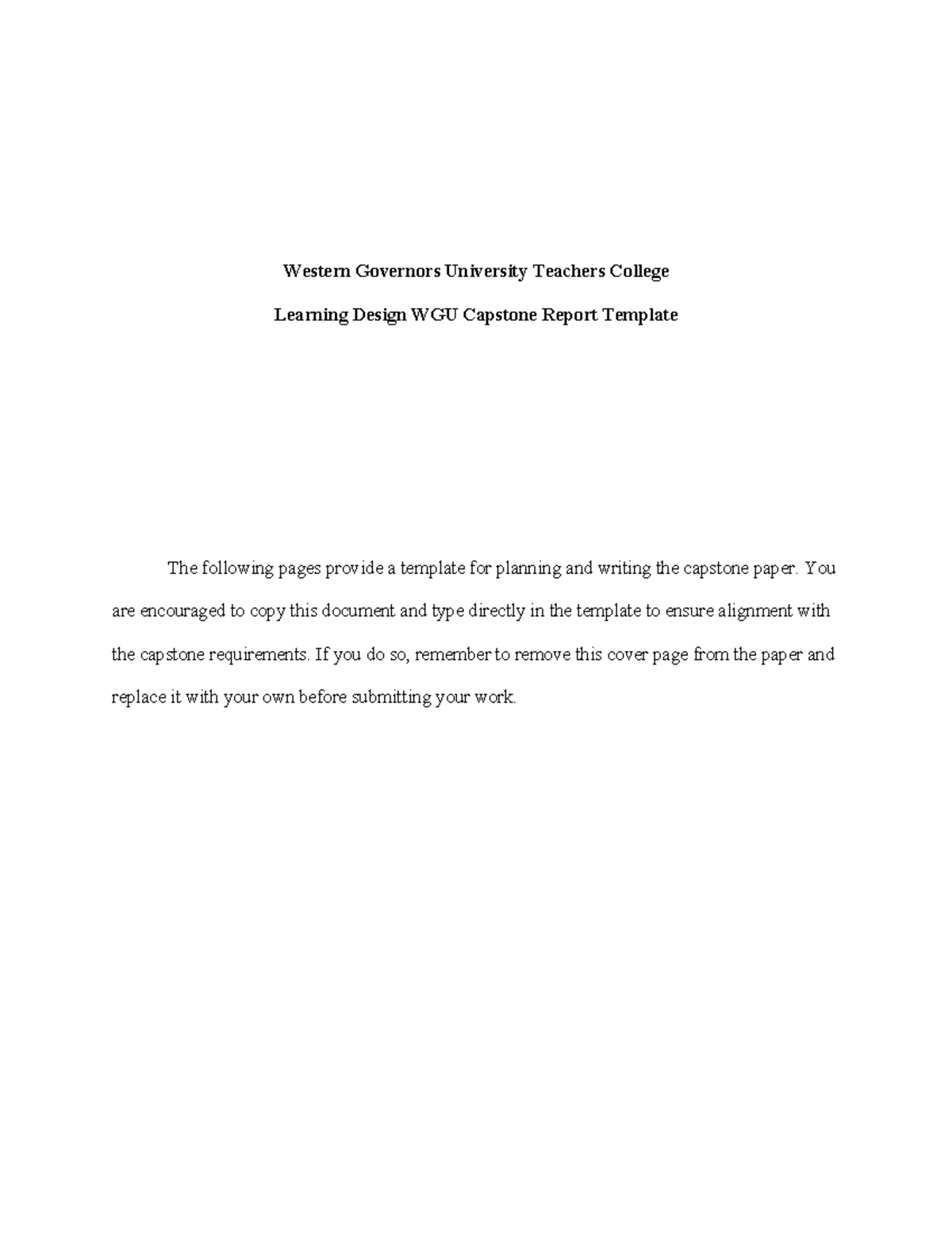 WGU D300 Capstone Report Template for Learning Design - Studocu