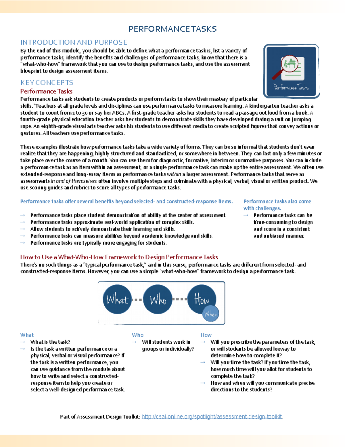 Performance Tasks Assessment Design Overview - Studocu