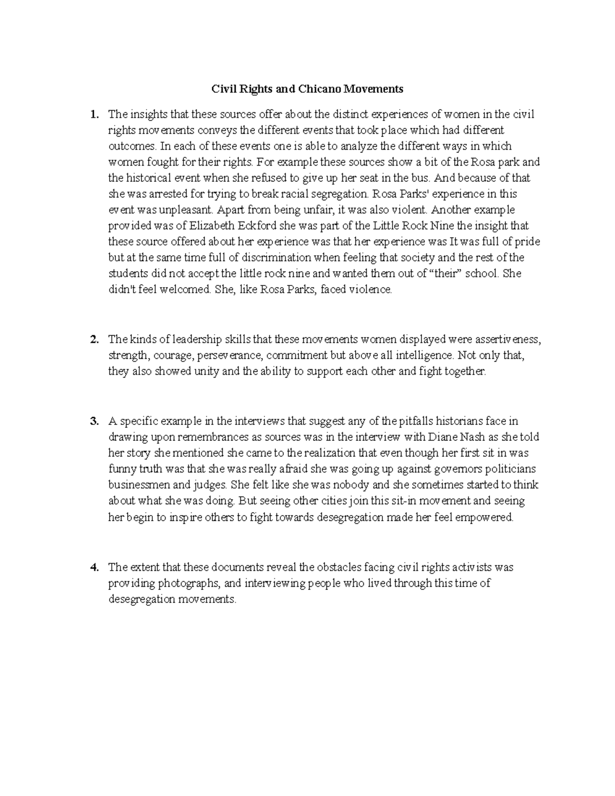 CIV 101: Week 11 Insights on Civil Rights & Chicano Movements - Studocu