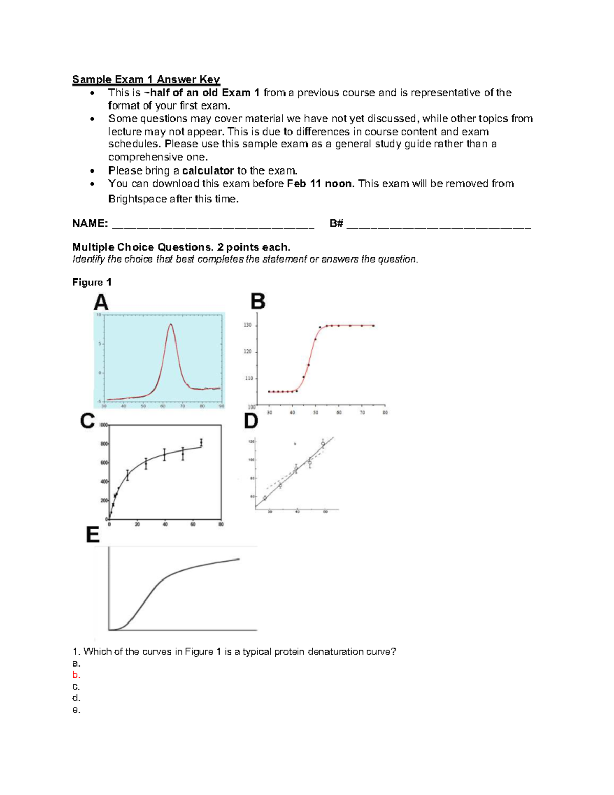 Sample Exam 1 Answer Key - Study Guide for Spring 2026 - Studocu