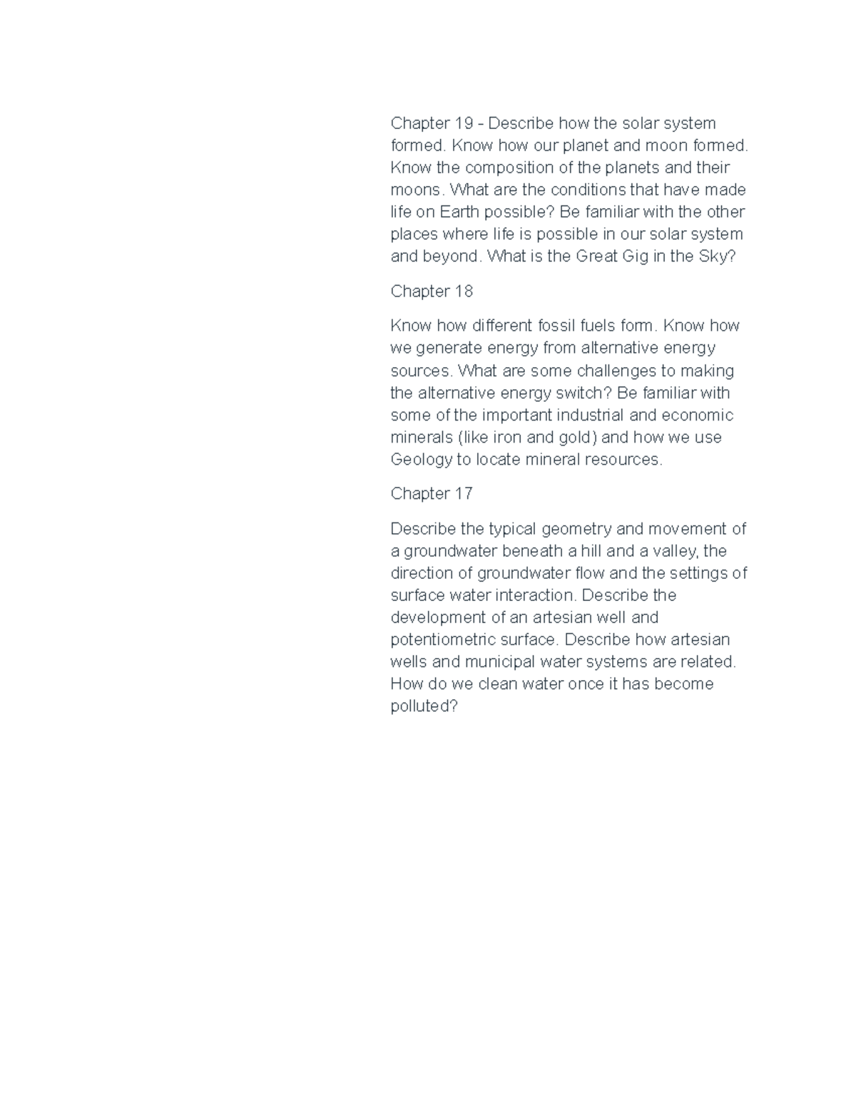 Geology Final Exam Study Guide: Solar System, Fossil Fuels, and Water ...