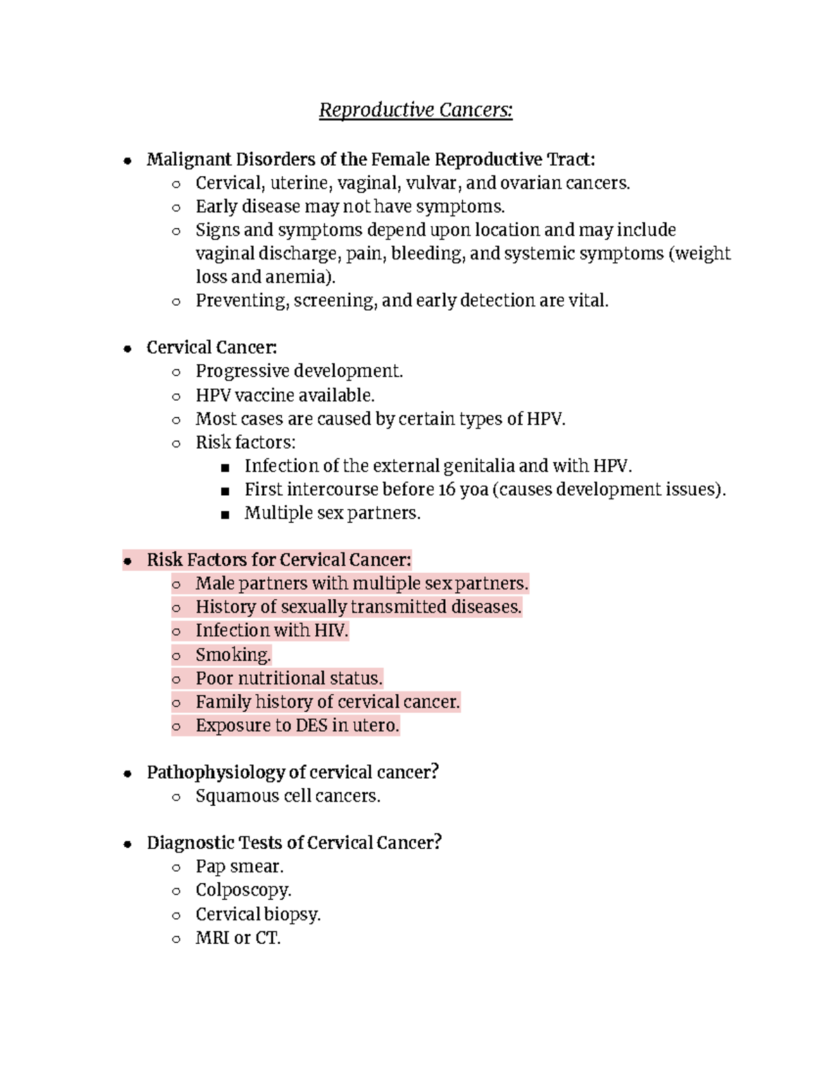 Reproductive Cancers - Early disease may not have symptoms. Signs and ...