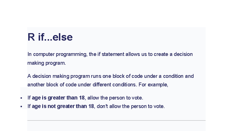R Conditional Statements: if, else, and Loops Explained - Studocu