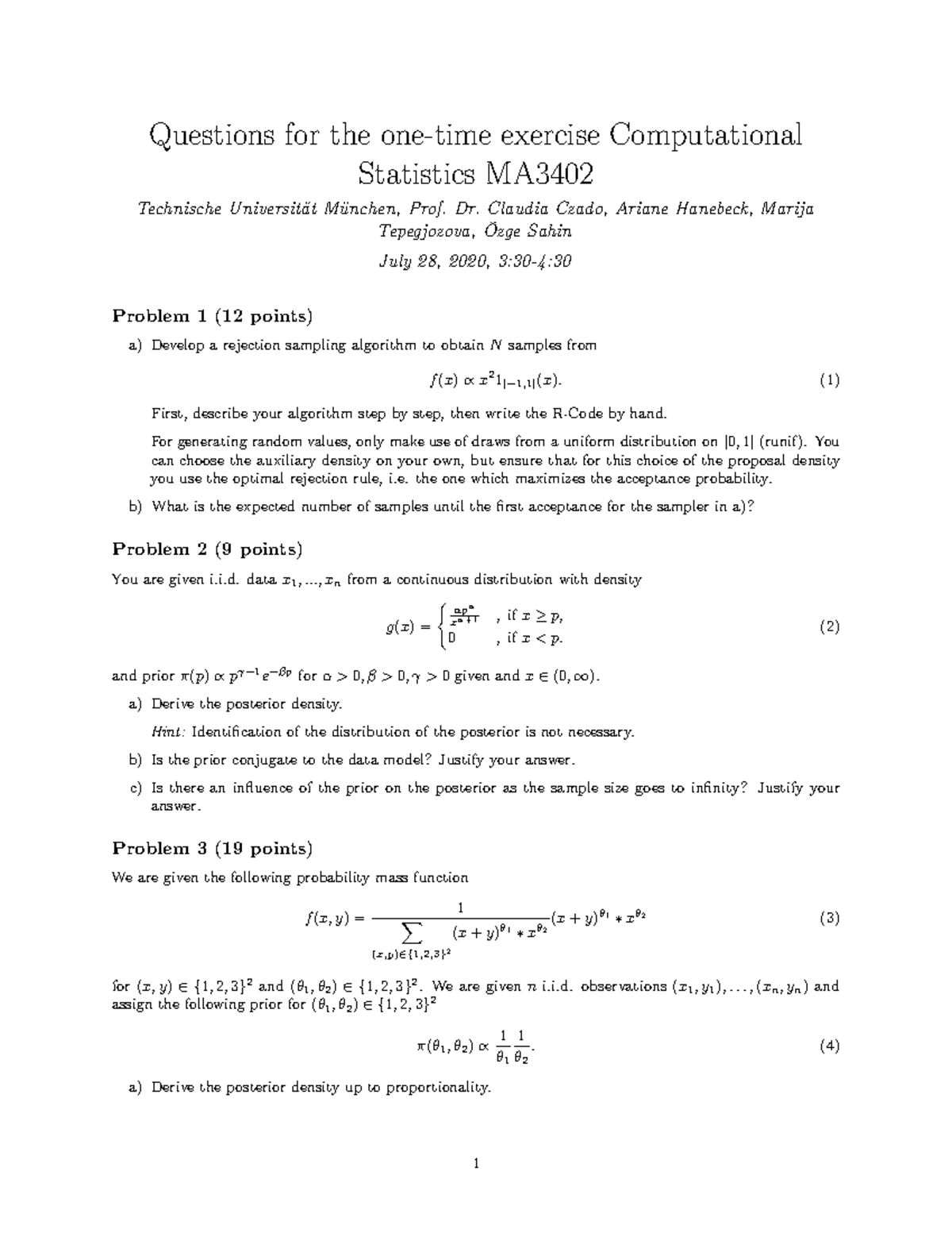 Final Exam Questions for Computational Statistics MA (Summer 2020 ...