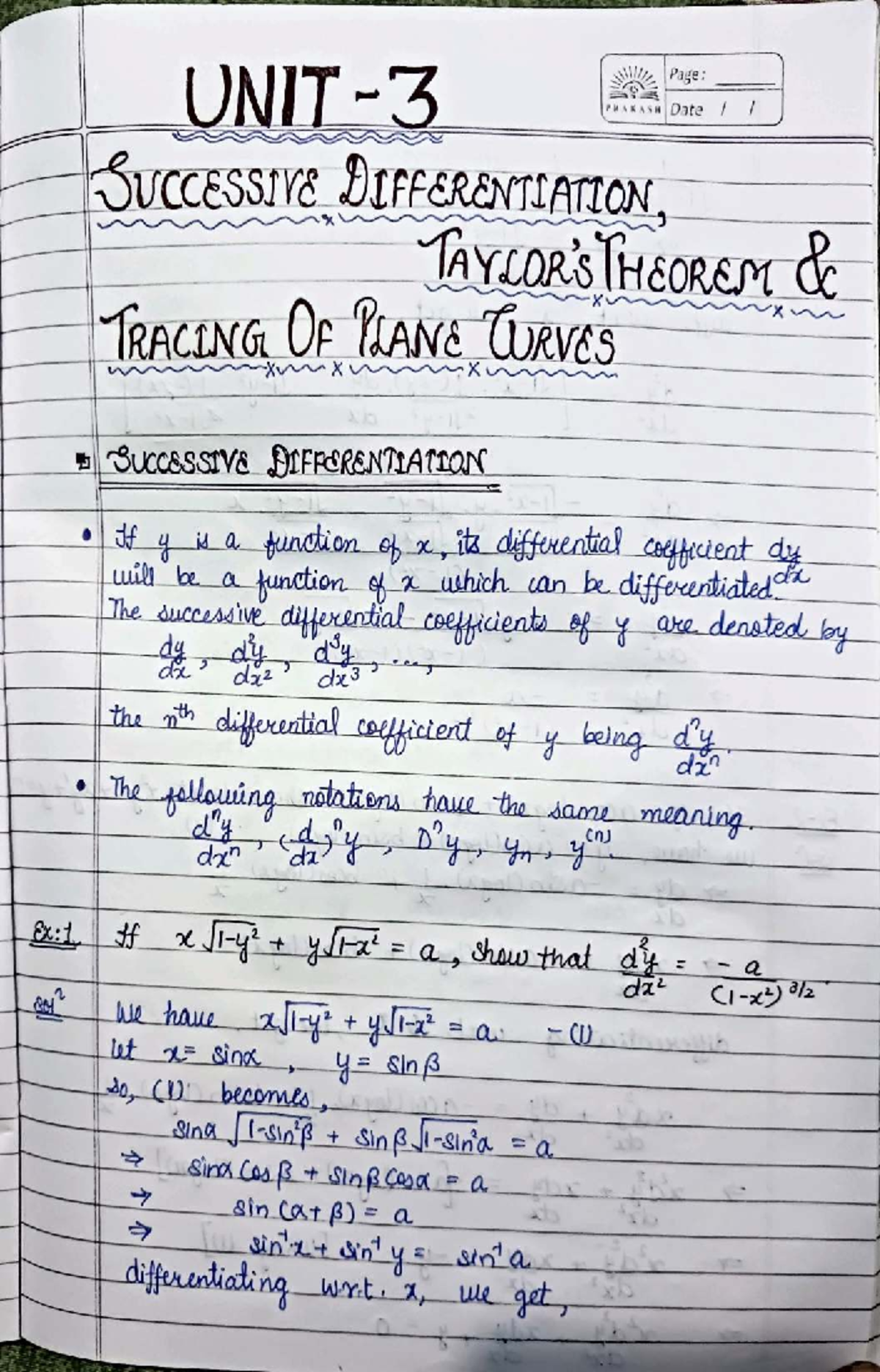 Unit 3: Successive Differentiation and Theorems - Sem 2 Calculus - Studocu