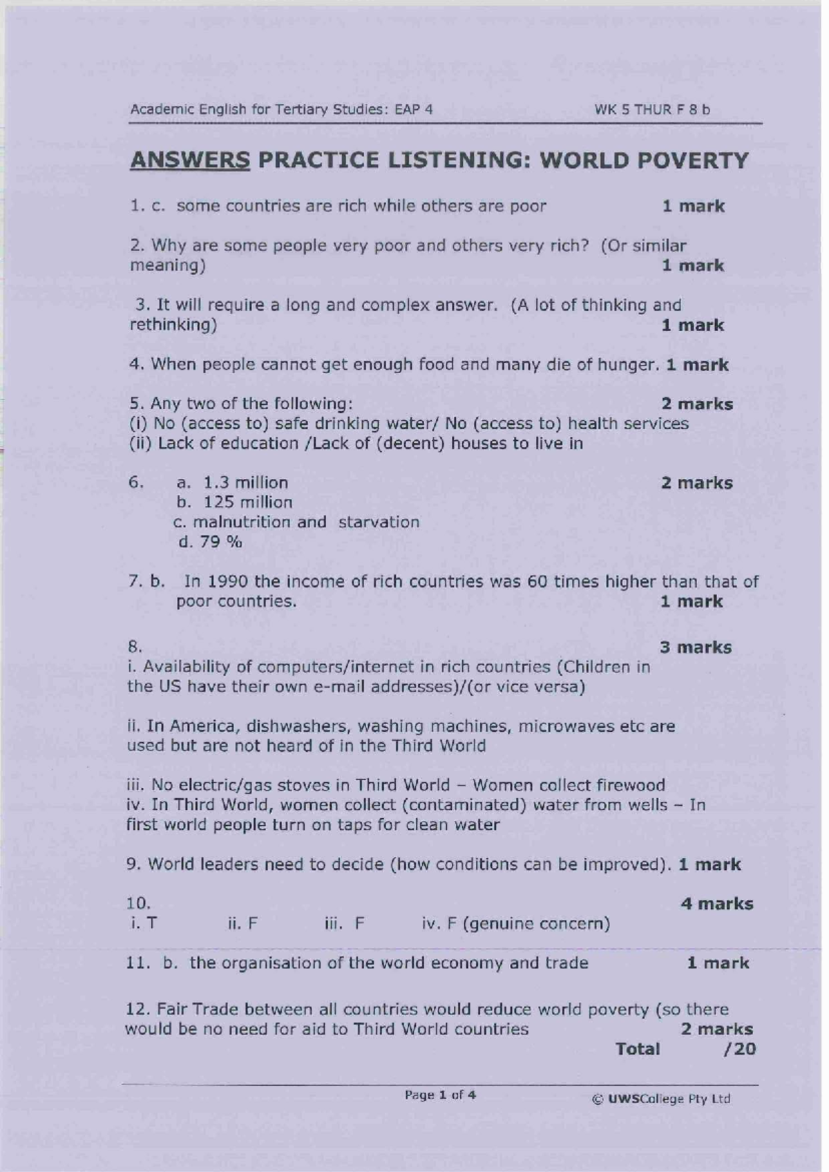 EAP4-Week-5-Thu-F8b Listening-Practice-World-Poverty Answers - Academic ...
